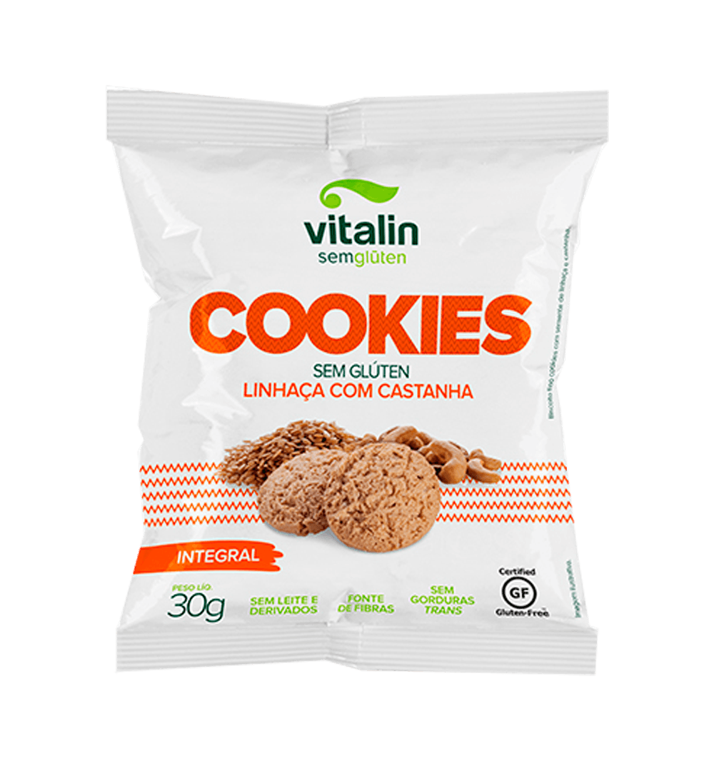 Cookies Linhaça Com Castanha 30g - Vitalin - Empório Quatro Estrelas