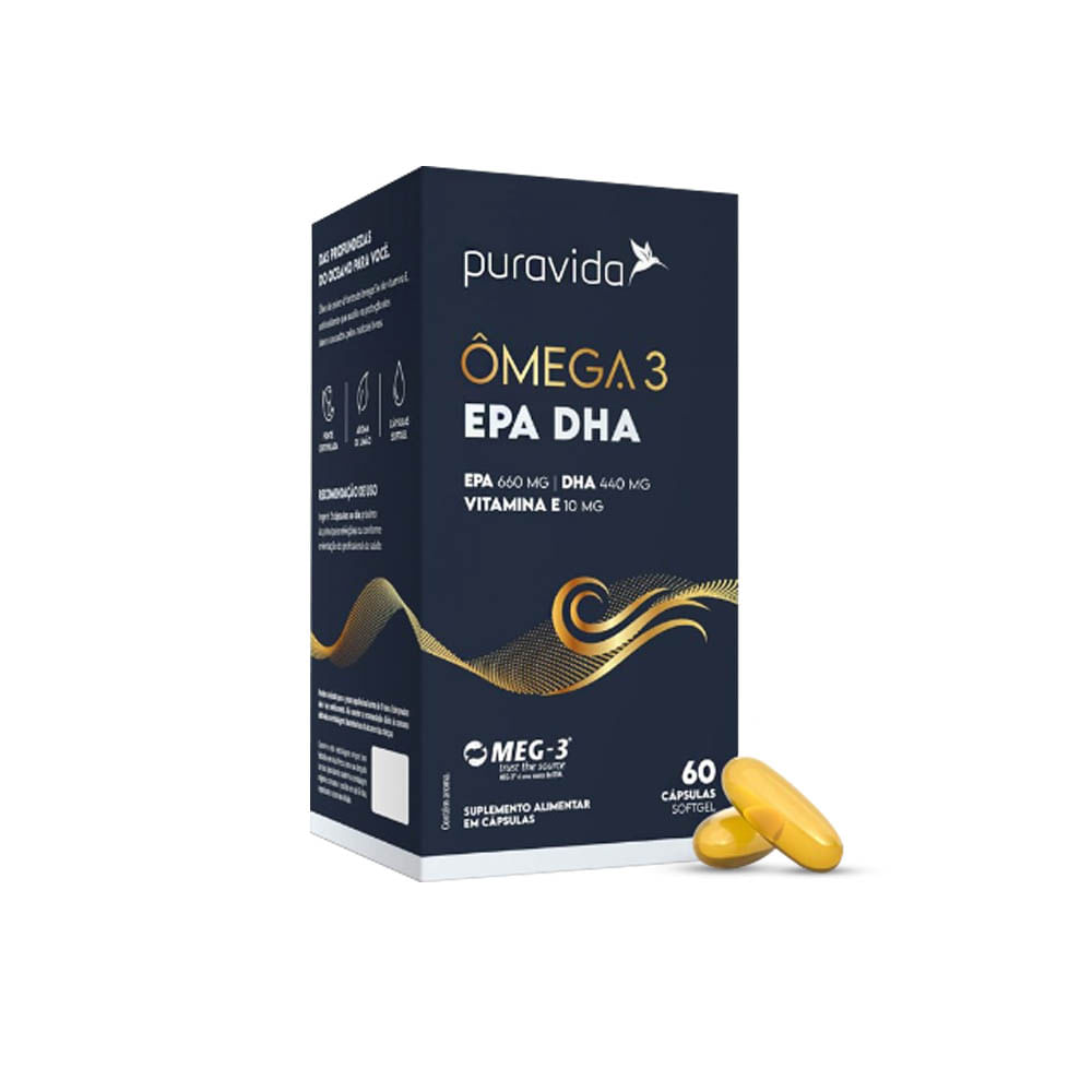 Ômega 3 EPA DHA 60 Cápsulas - Puravida - Empório Quatro Estrelas