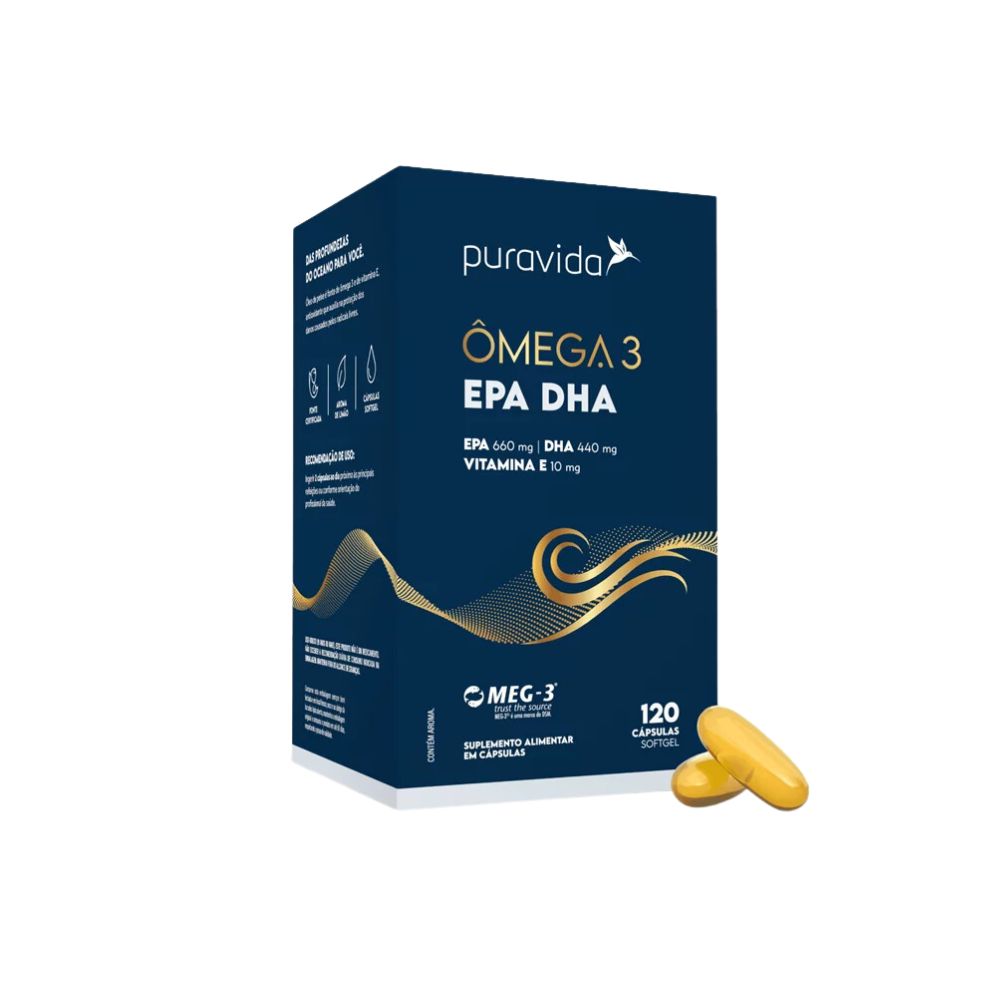 Ômega 3 EPA DHA 120 Cápsulas - Puravida - Empório Quatro Estrelas
