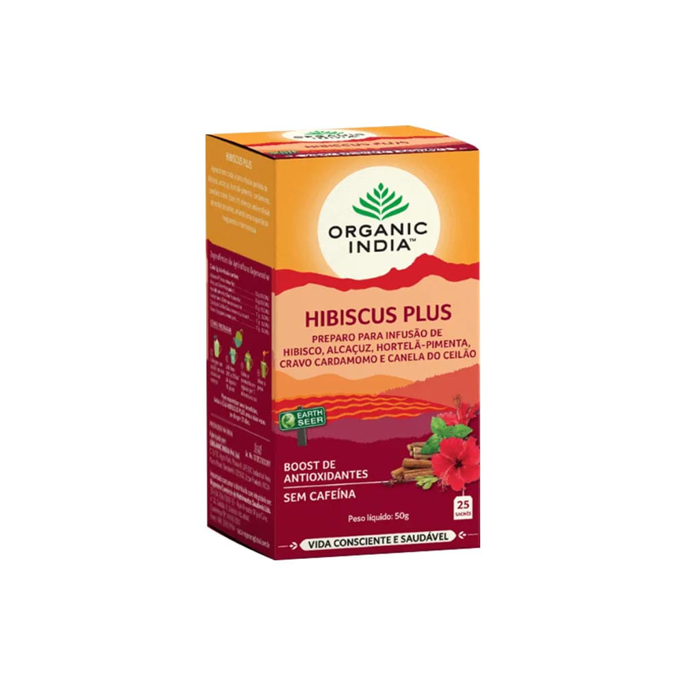 Chá Hibiscus Plus 25 Sachês Organic India