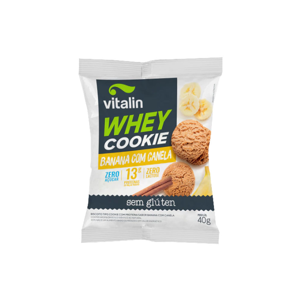 Vitalin - Cookie Proteico Whey Cookie Banana com Canela 40g