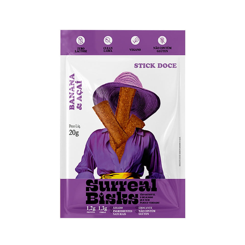 Surreal Bisks - Stick Doce Sem Glúten Banana e Açai 20g
