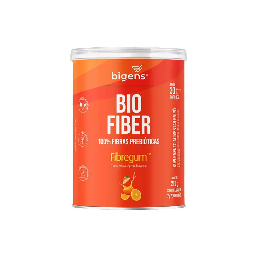 Bio Fiber 100% Fibras Prebióticas Fibregum Sabor Laranja 210g Bigens