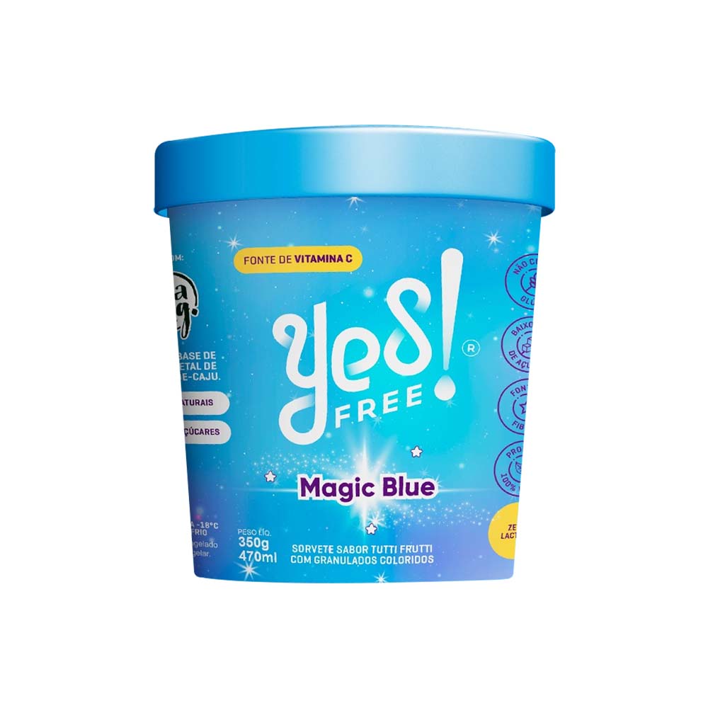 Yes Free - Sorvete Vegano Sabor Magic Blue 470ml