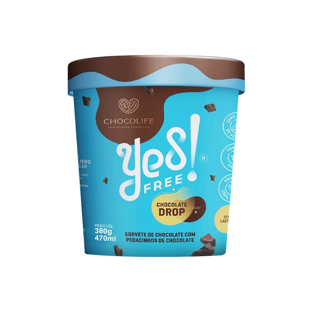Yes Free - Sorvete Vegano Sabor Chocolate 470ml