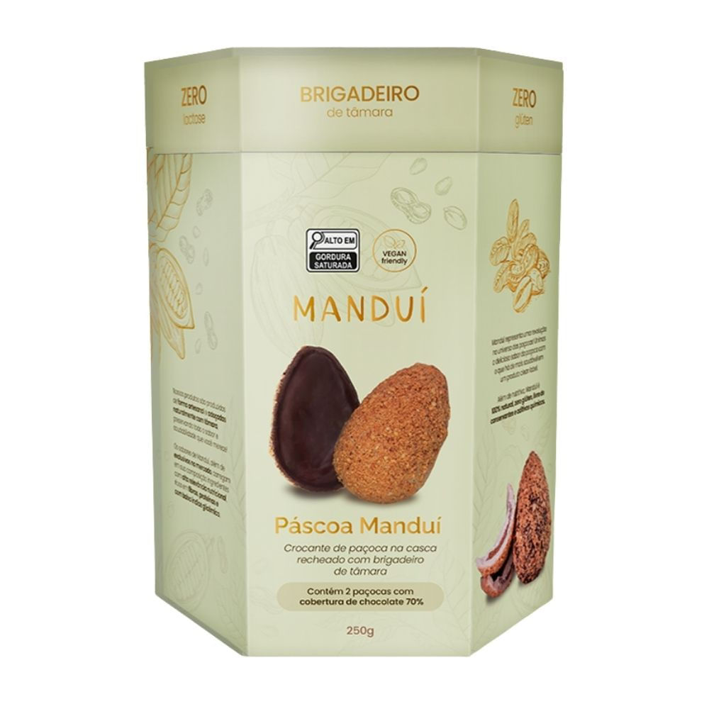 Manduí - Ovo de Páscoa Sem Lactose Paçoca com Brigadeiro de Tâmara 250g