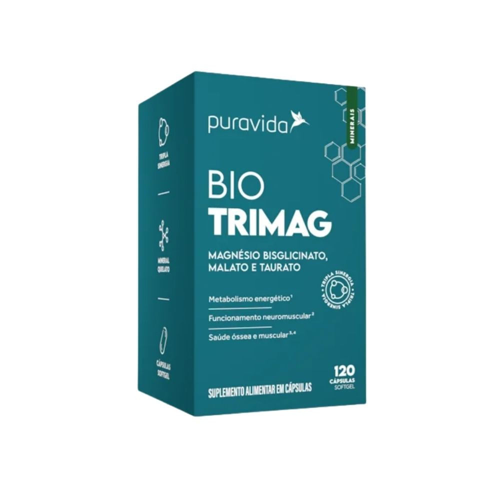 Puravida - Bio Trimag Magnésio Bisglicinato Malato e Taurato 120 Cápsulas