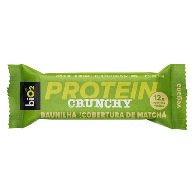 Barra de Proteina Protein Crunchy Baunilha com Cobertura de Matcha 50g Bio2