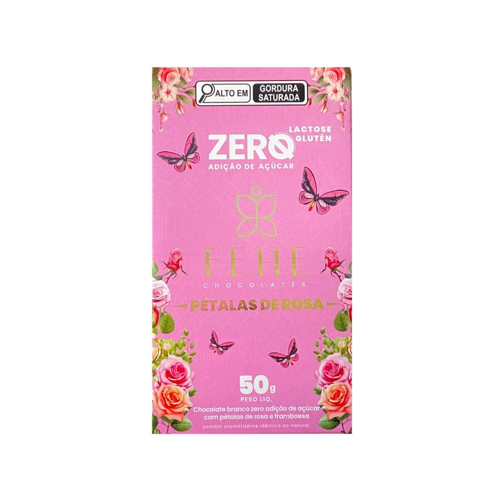 Chocolate Branco com Rosas e Framboesa — Fehe 50g